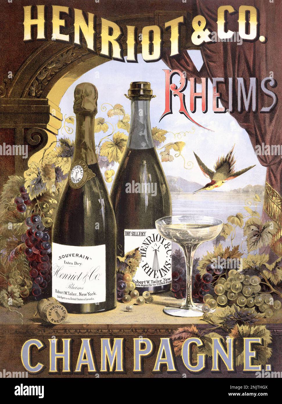 Victorian Advertising Illustration poster for Champagne, Circa 1899 ...