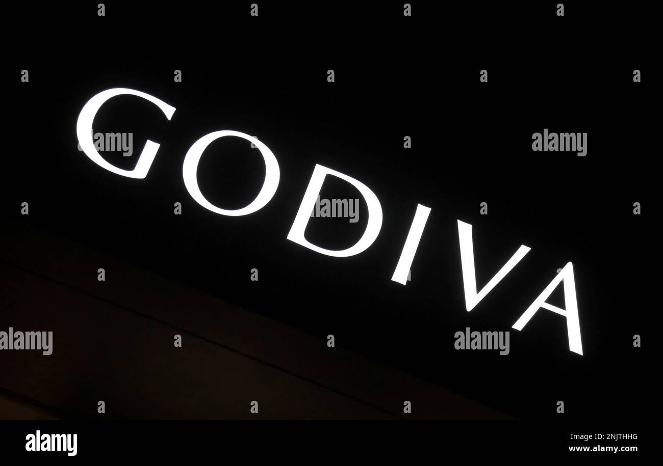 The trademark of Godiva is seen in Chuo Ward, Tokyo on October 17, 2021 ...