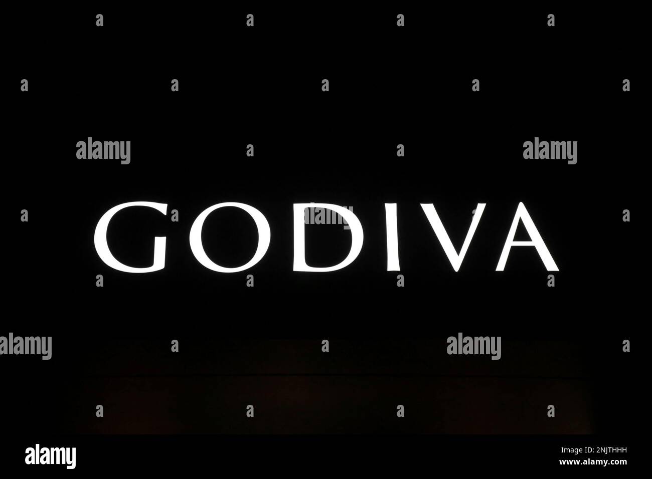 The trademark of Godiva is seen in Chuo Ward, Tokyo on October 17, 2021 ...