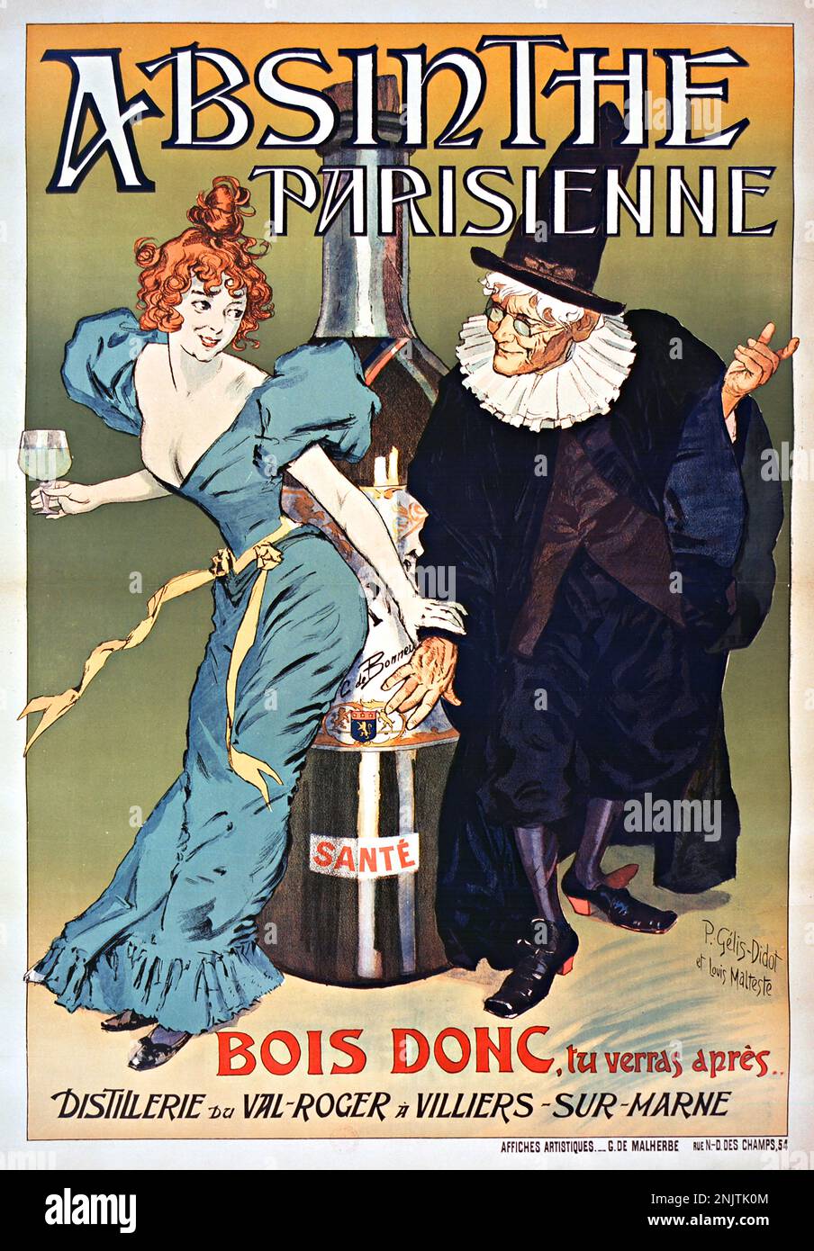 Victorian Advertising Illustration poster for Absinthe drink, circa ...