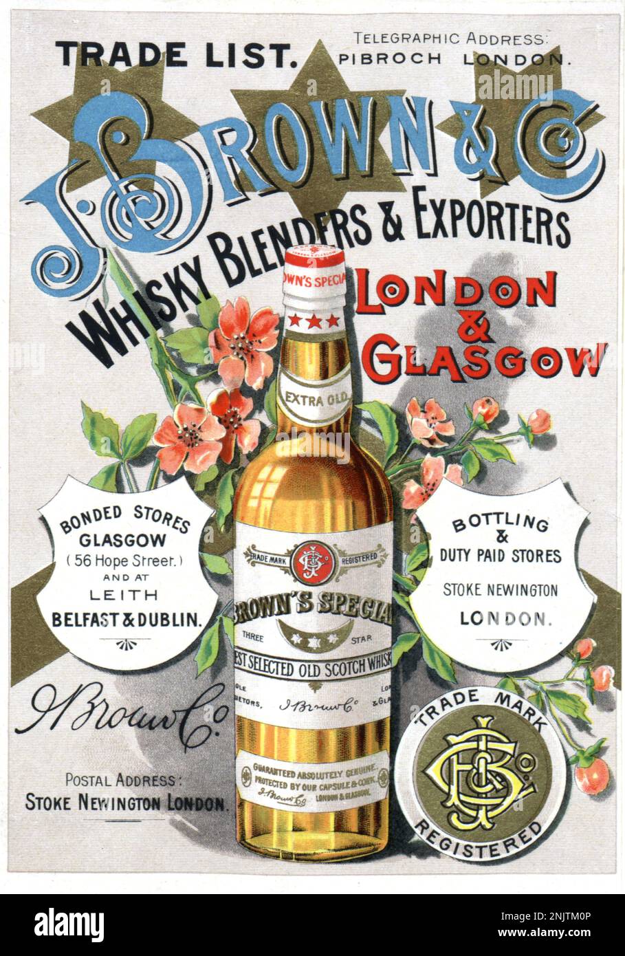 Victorian Advertising Illustration poster for Whisky circa 1899 Stock ...