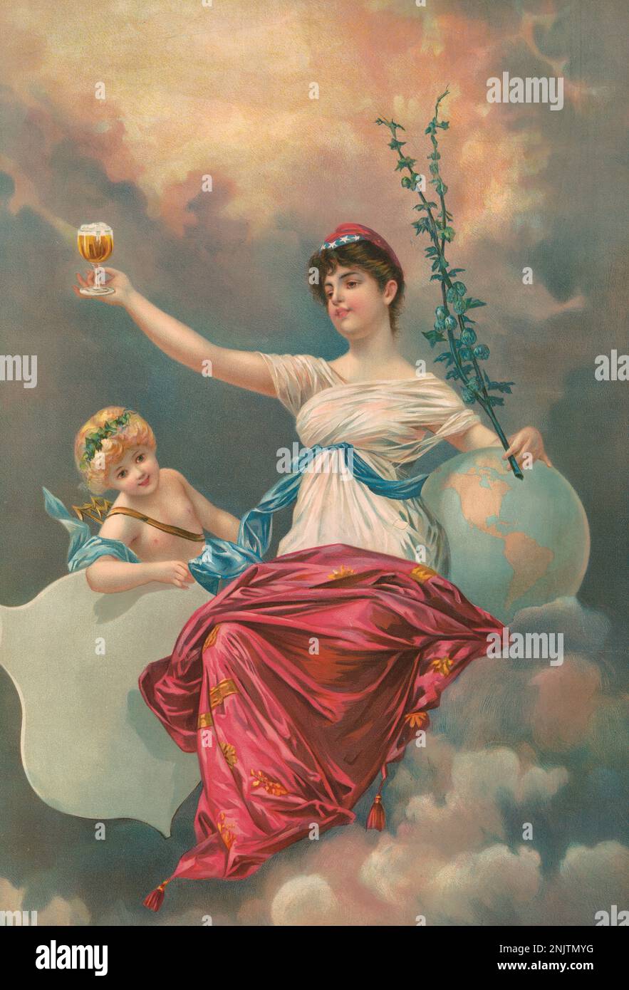 Victorian Advertising Illustration poster for beer Circa 1899 Stock ...
