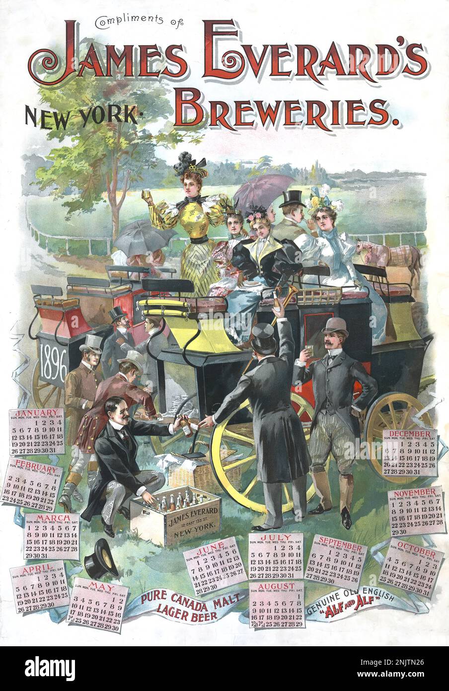 Victorian Advertising Illustration poster for beer Circa 1899 Stock ...