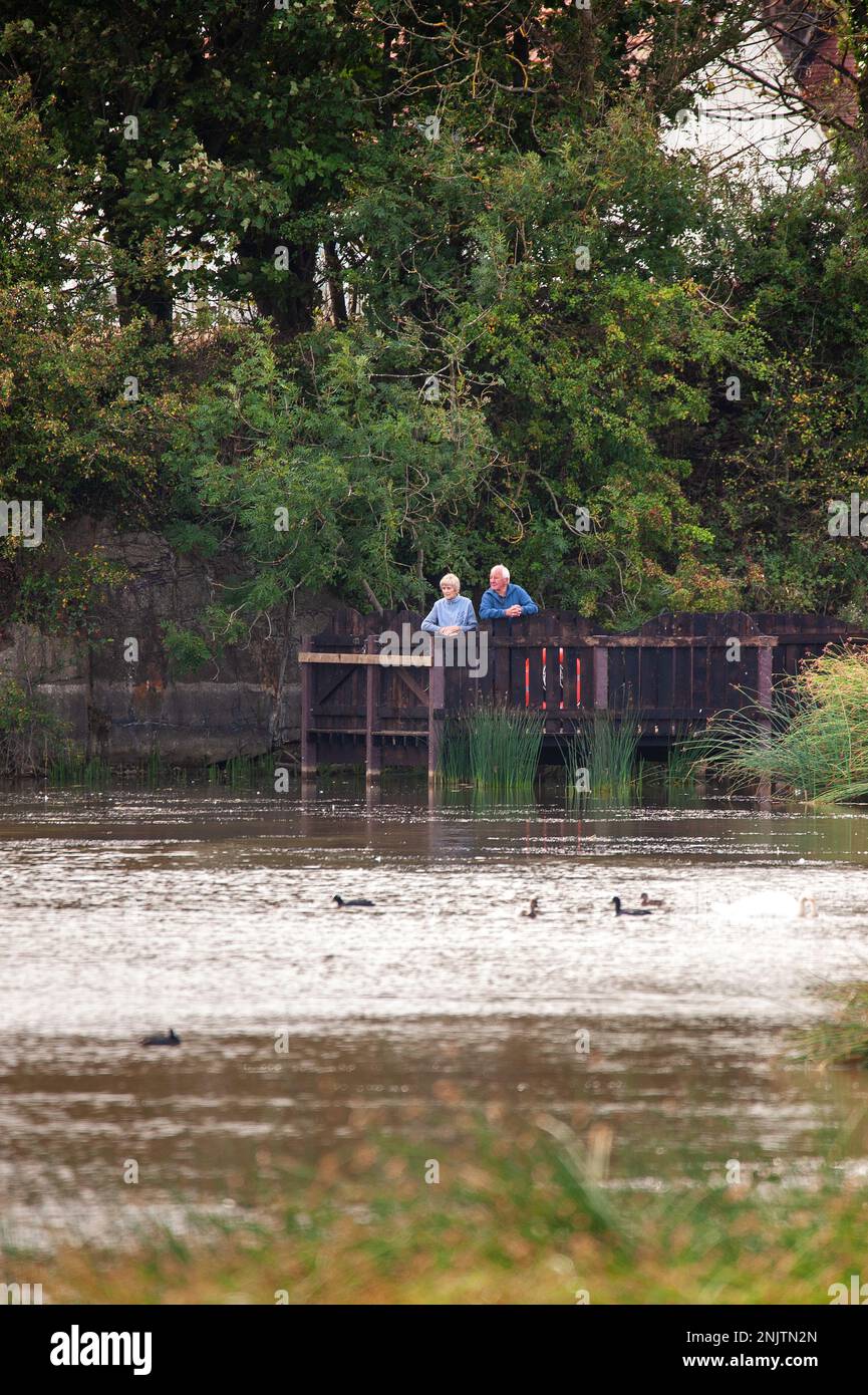 Couple on viewing platform, Embleton Quarry Nature Reserve ...