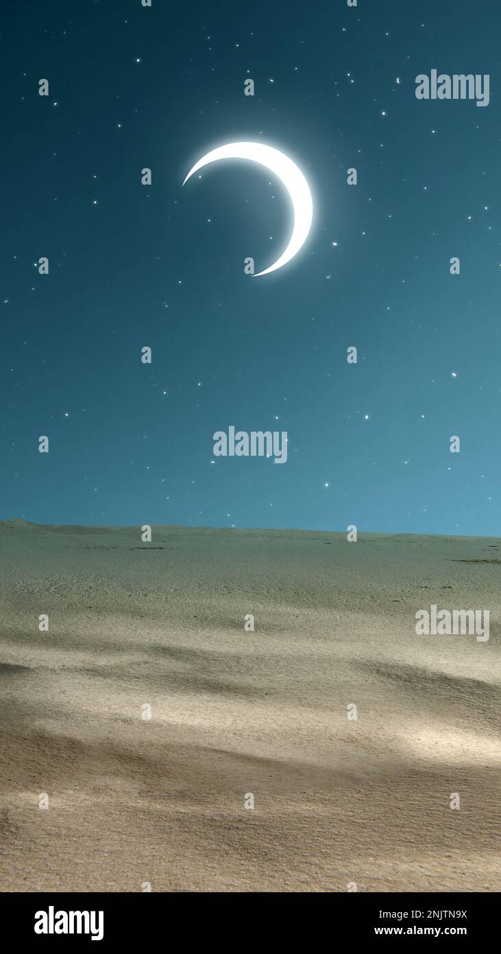 Views of sand dunes with the night scene background Stock Photo - Alamy