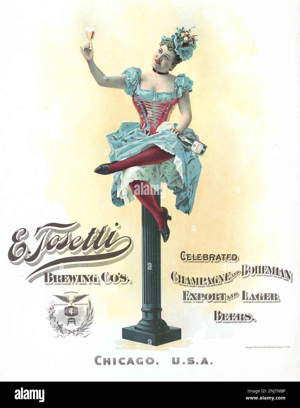 Victorian Advertising Illustration poster for beer Circa 1899 Stock ...