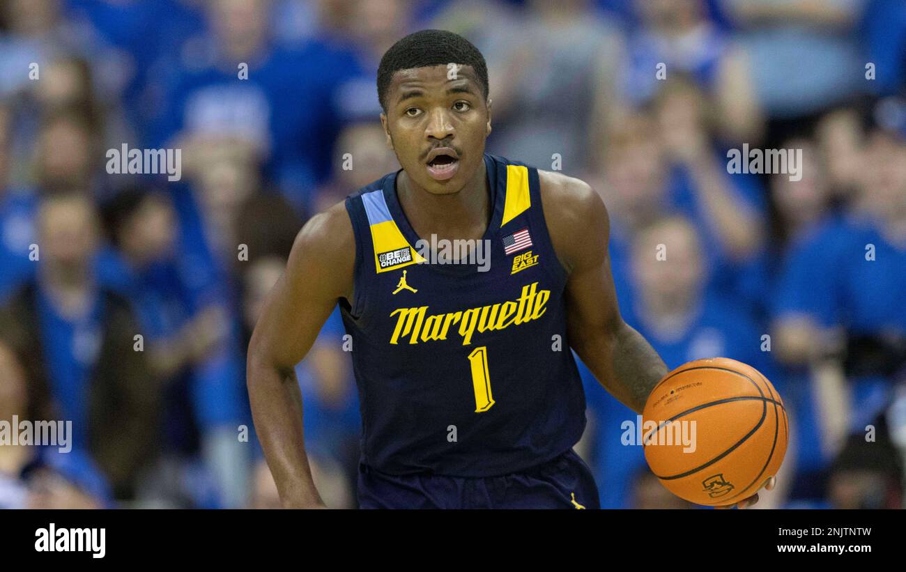 Marquette's Kam Jones (1) plays against Creighton during the first half ...