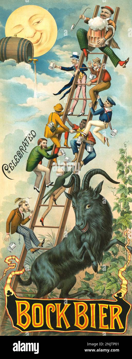 Victorian Advertising Illustration poster for beer Circa 1899 Stock ...