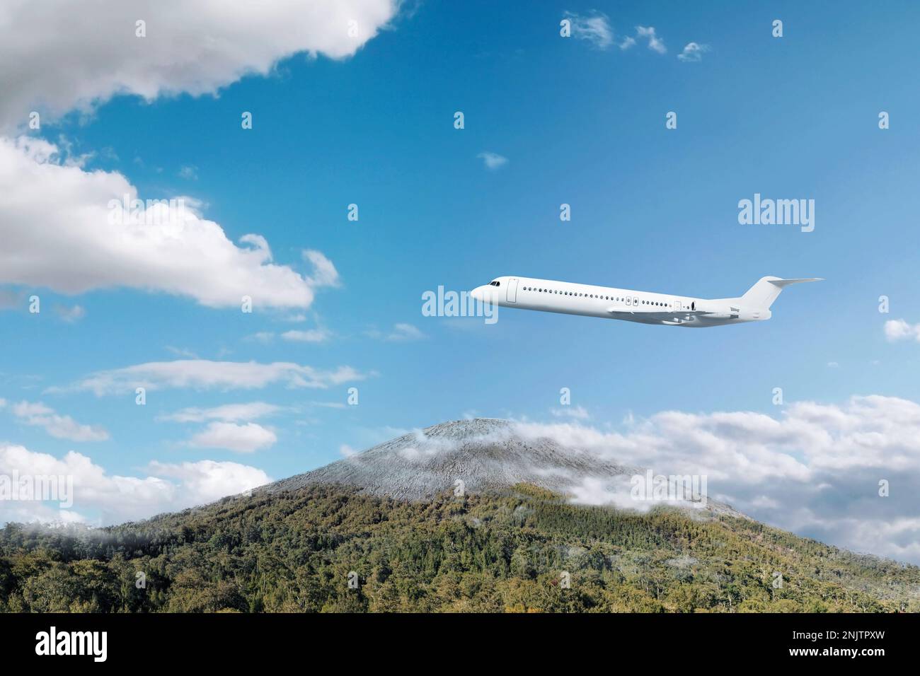 Airplane flying in the air with a blue sky scene Stock Photo - Alamy