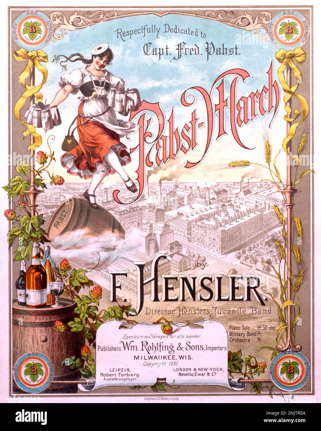 Victorian Advertising Illustration poster for beer Circa 1899 Stock ...
