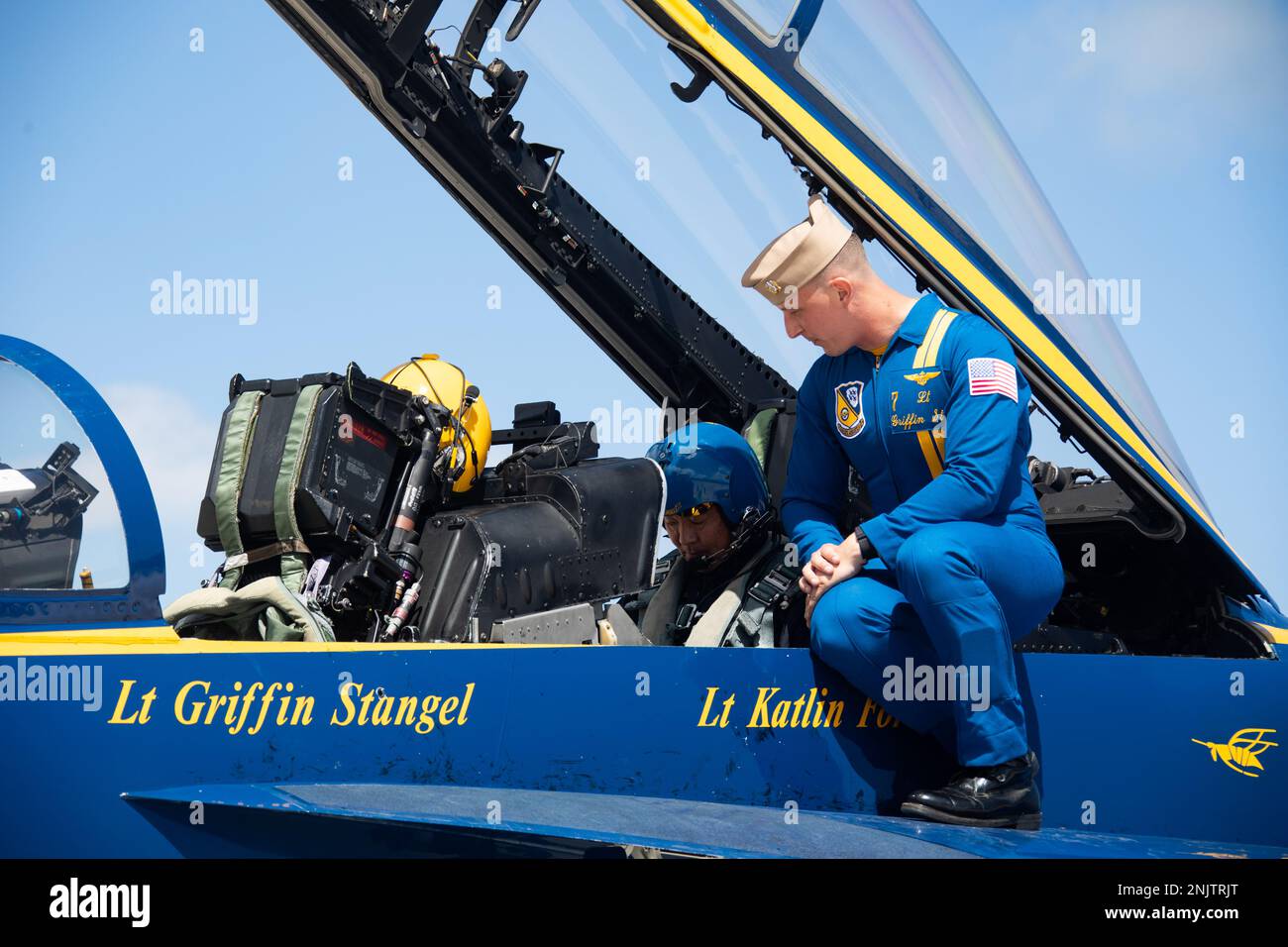 U.S. Navy Lt. Griffin Stangel, right, pilot for The Blue Angels, U.S ...