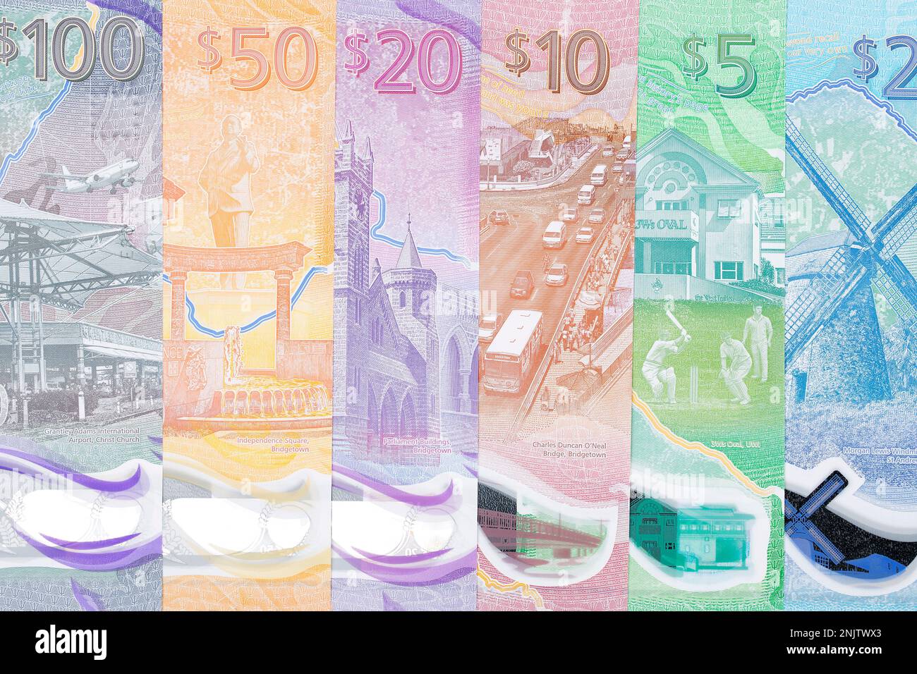 Barbados money - new series of banknotes, a business background Stock ...