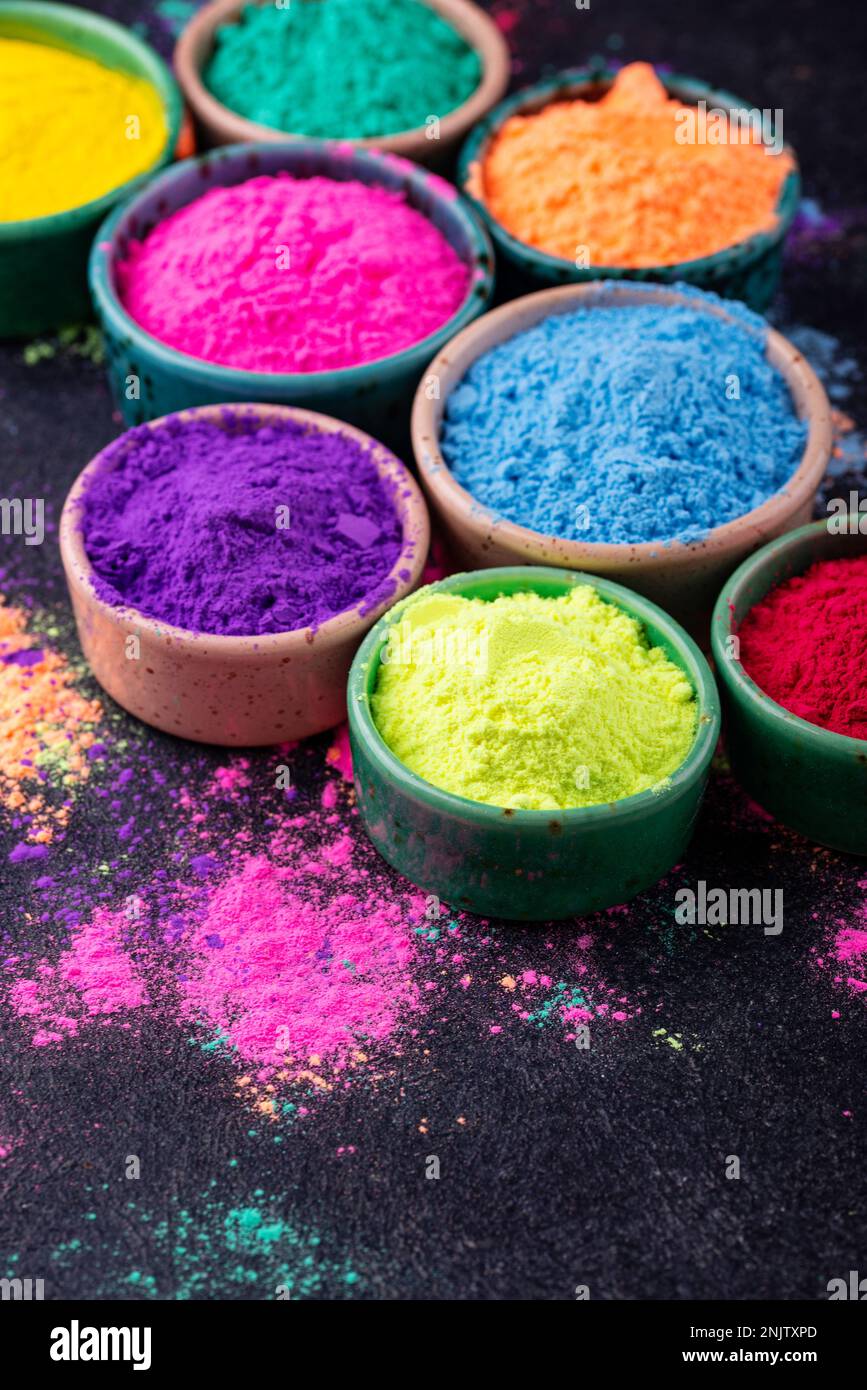 Gulal colors for Indian Holi festival Stock Photo - Alamy