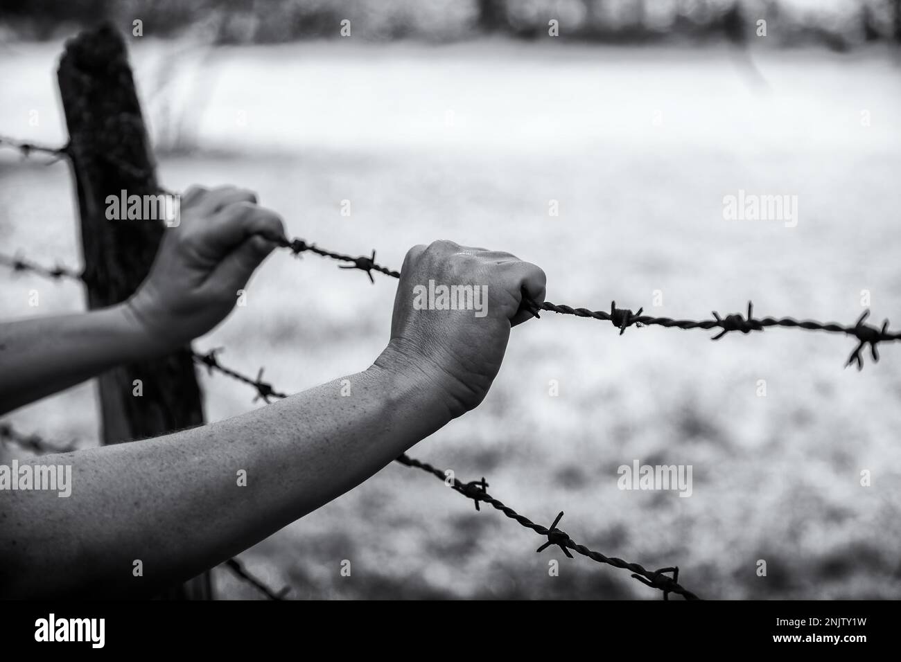 Security and protection detail in a refugee camp, war and protection ...