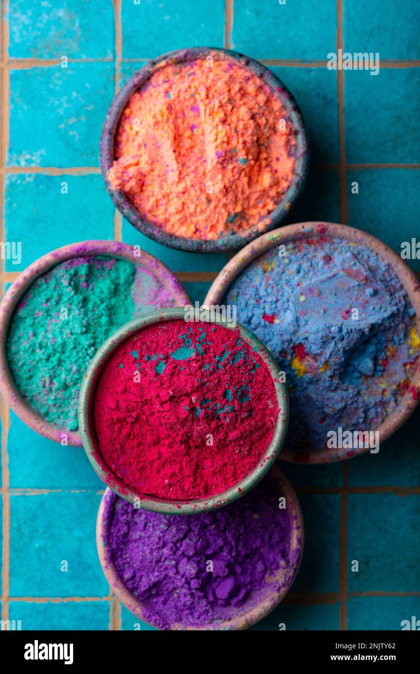 Gulal colors for Indian Holi festival Stock Photo - Alamy