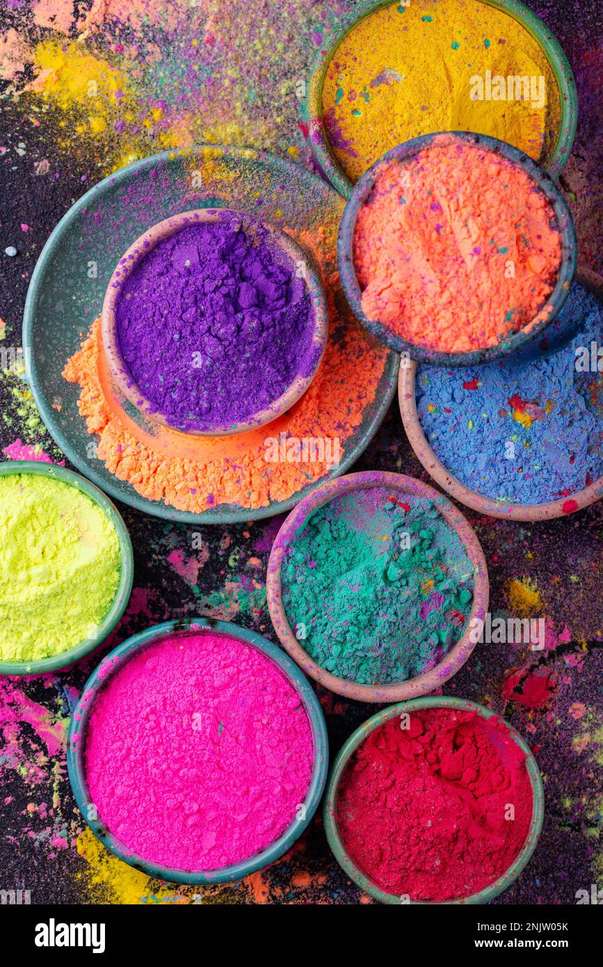 Gulal colors for Indian Holi festival Stock Photo - Alamy