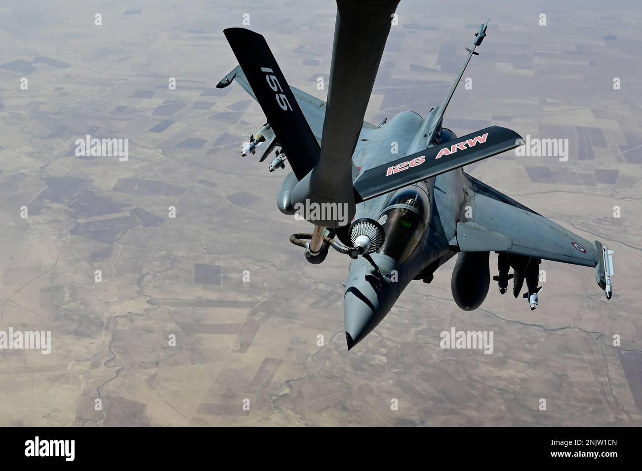 An Armée de l'air et de l’espace Rafale aircraft conducts aerial ...
