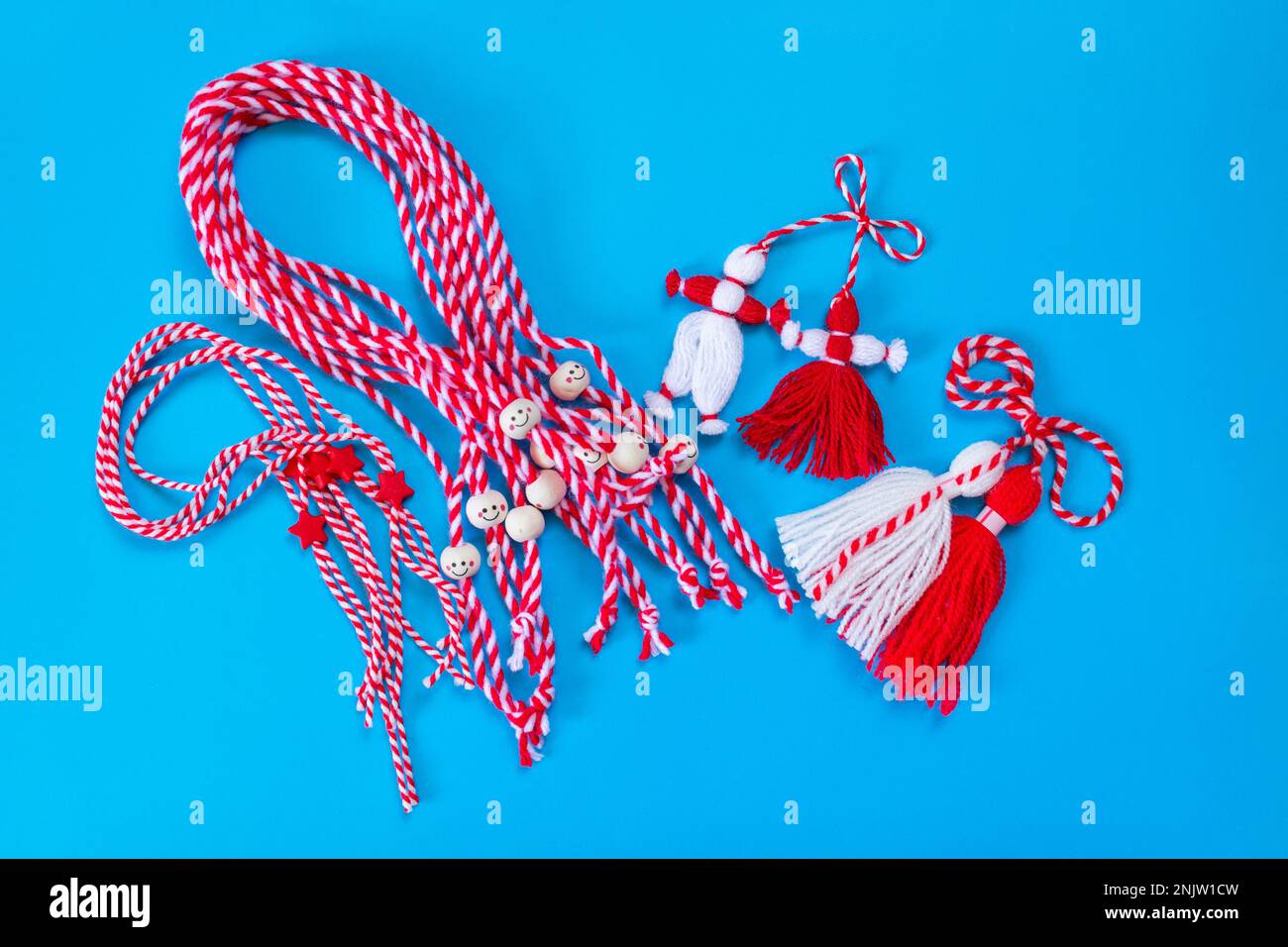 Bulgarian symbols of spring, many different white and red martenitsa on ...