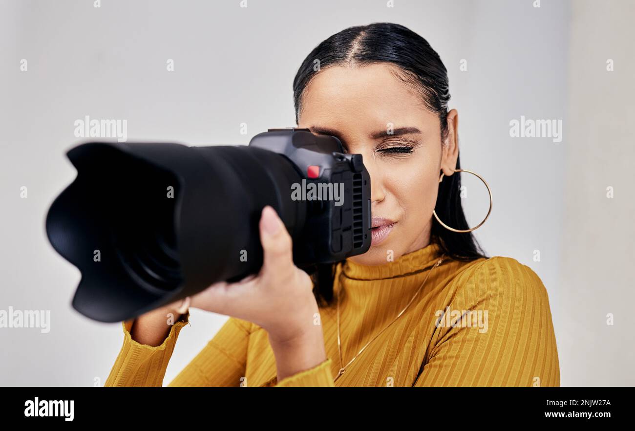 Black woman, photographer and camera for photoshoot, digital agency and ...