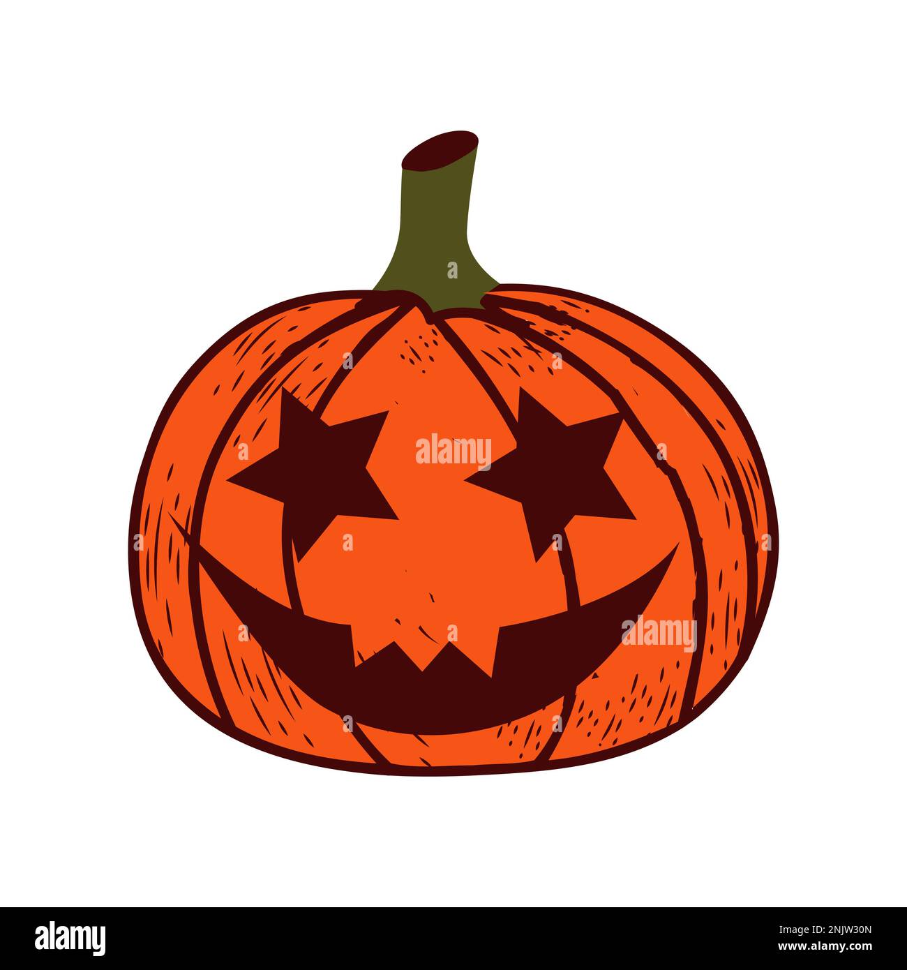 Pumpkin with eyes and mouth on Halloween on a white isolated background ...