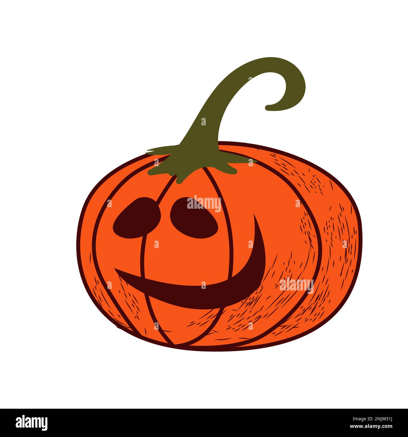 Pumpkin with eyes and mouth on Halloween on a white isolated background ...