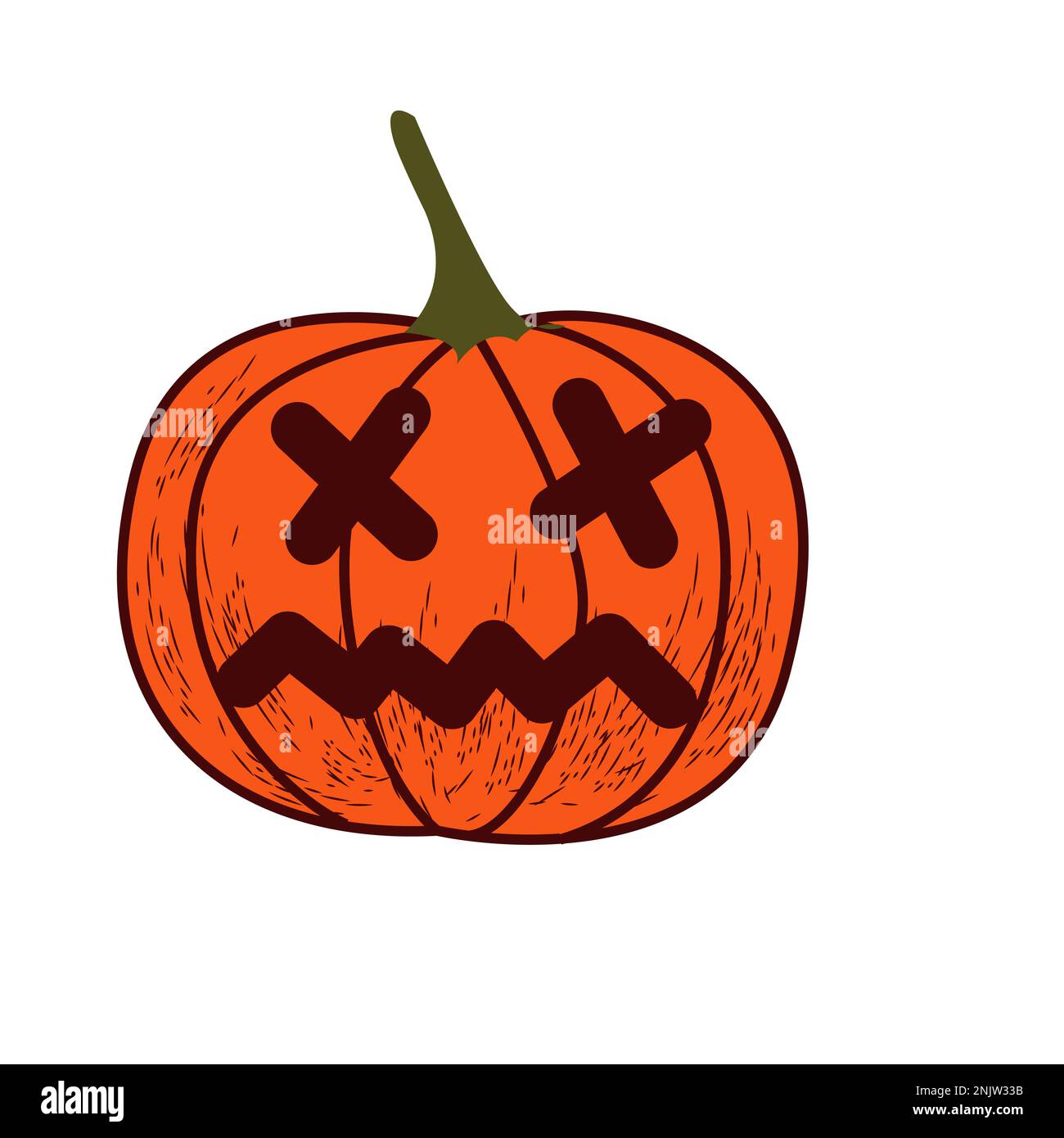 Pumpkin with eyes and mouth on Halloween on a white isolated background ...