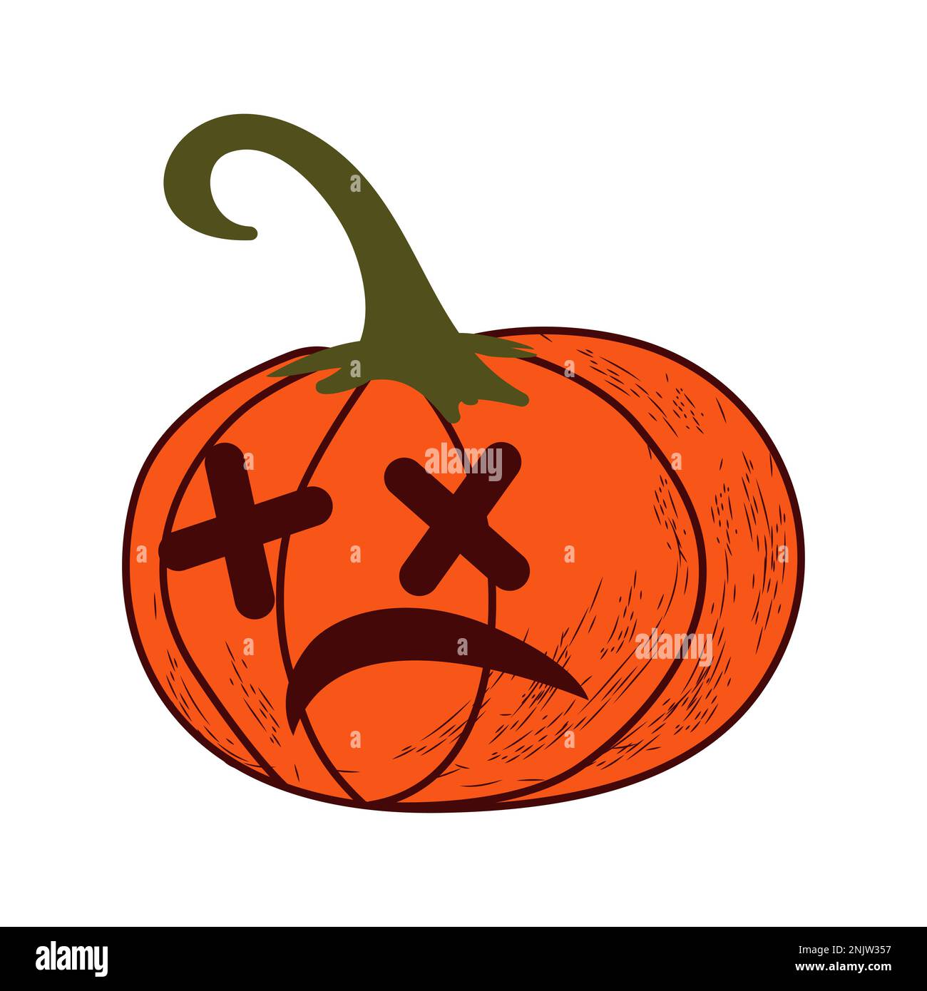 Pumpkin with eyes and mouth on Halloween on a white isolated background ...