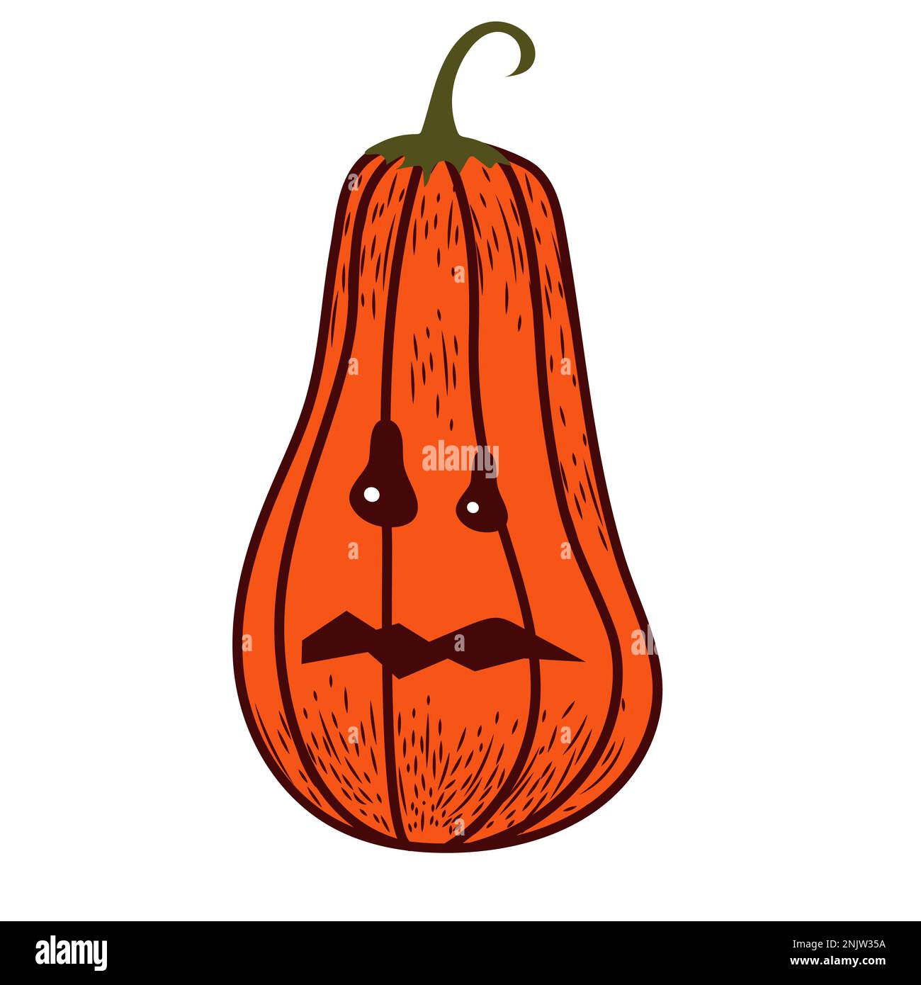Pumpkin with eyes and mouth on Halloween on a white isolated background ...