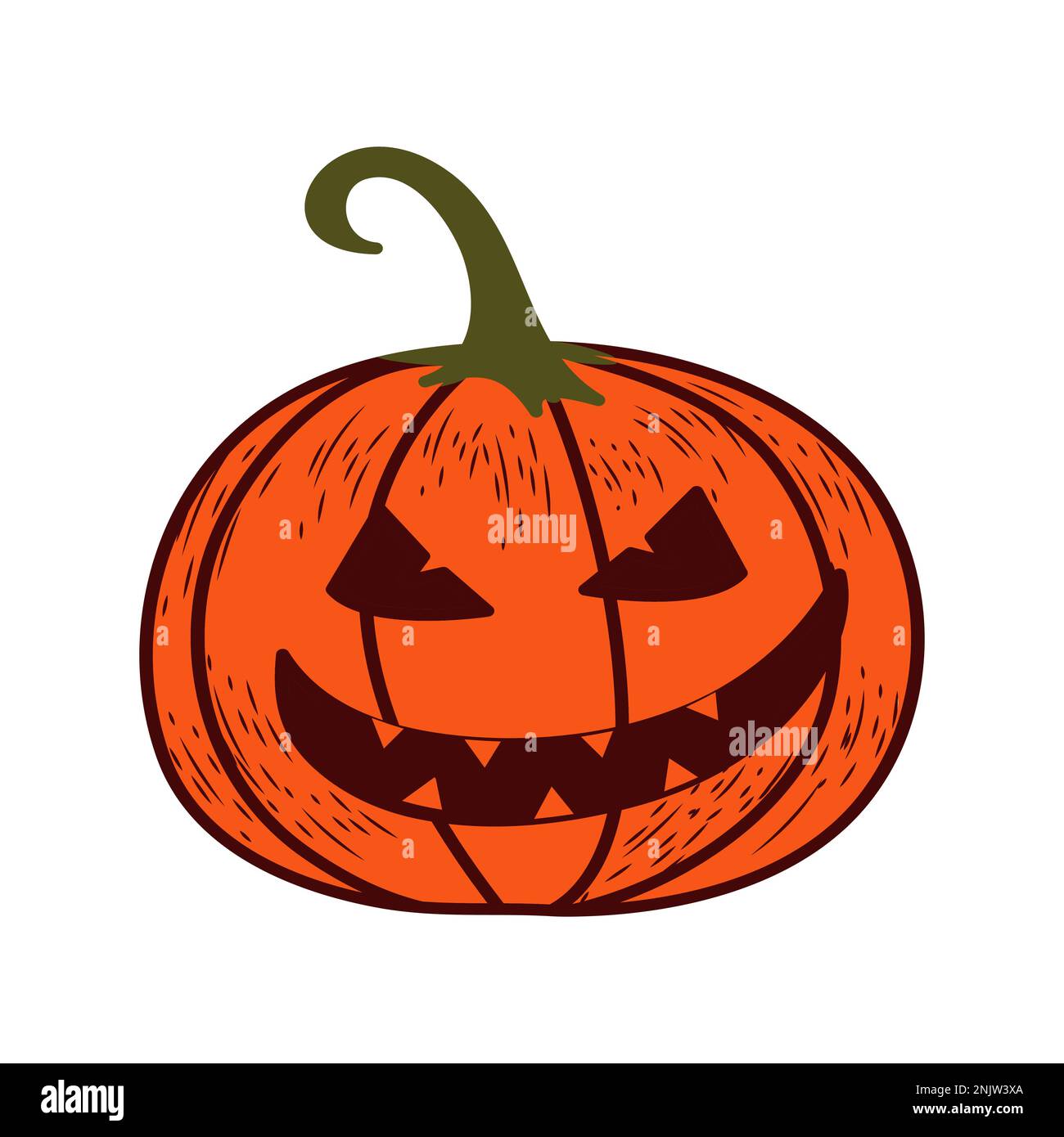Pumpkin with eyes and mouth on Halloween on a white isolated background ...