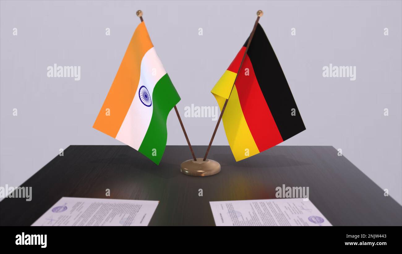 Germany and India national flags. Partnership deal 3D illustration ...