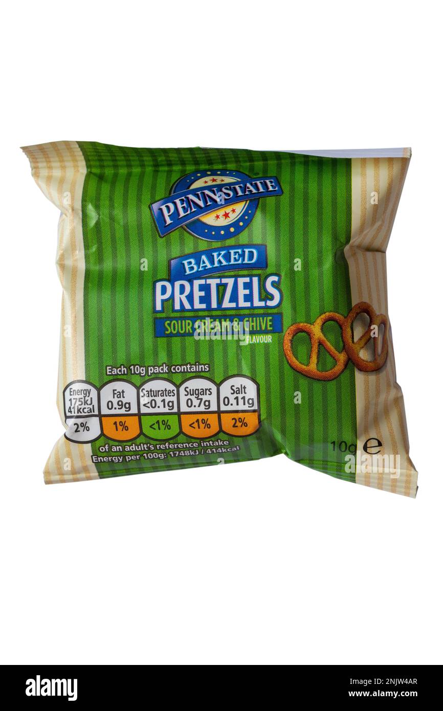 Packet of Penn State baked pretzels sour cream & chive isolated on ...