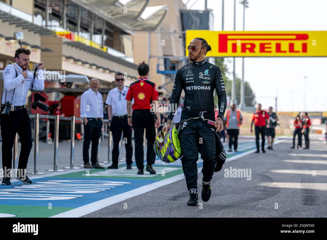 BAHRAIN INTERNATIONAL CIRCUIT, BAHRAIN - FEBRUARY 23: Lewis Hamilton ...