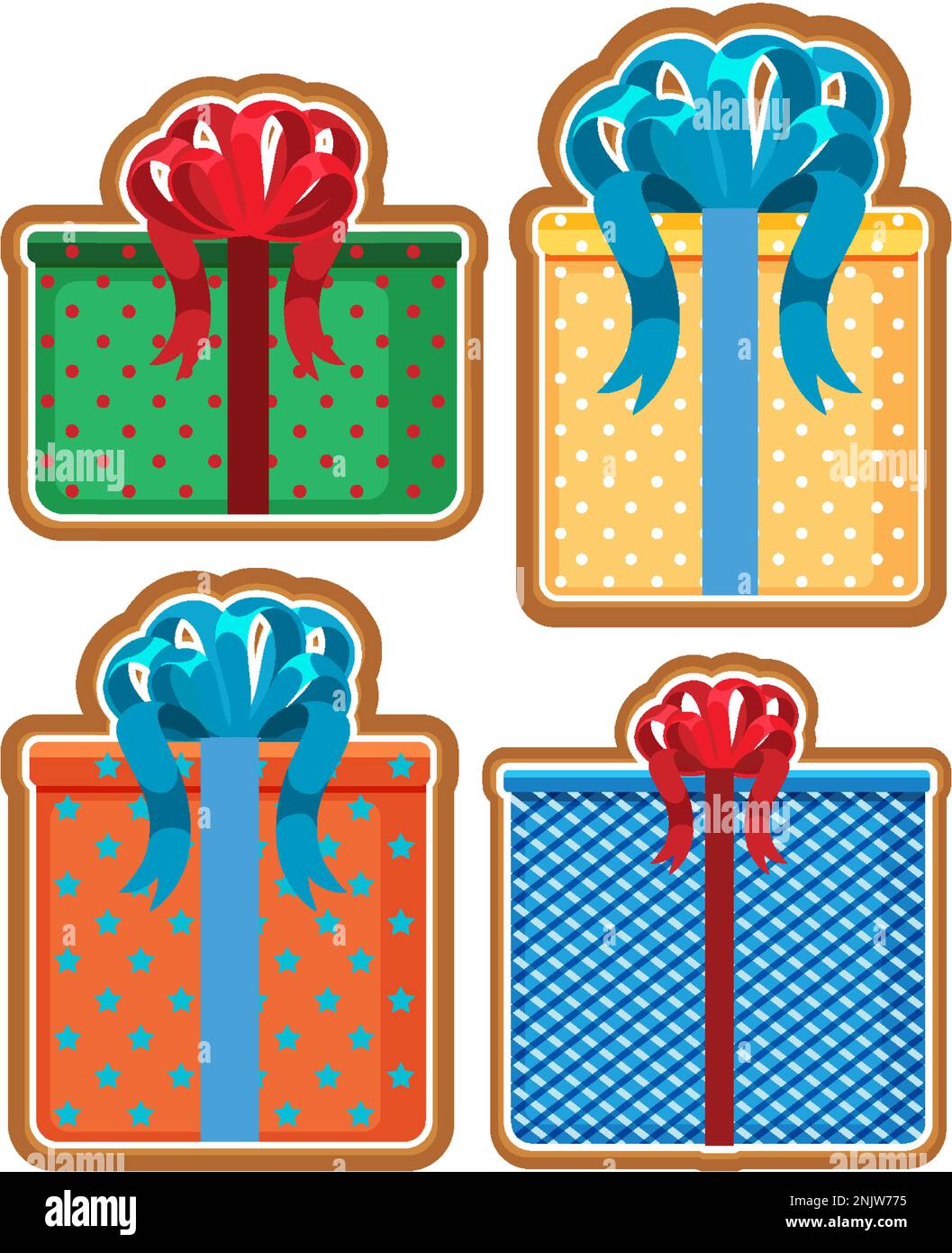 Christmas gift box gingerbread cookies collection illustration Stock ...