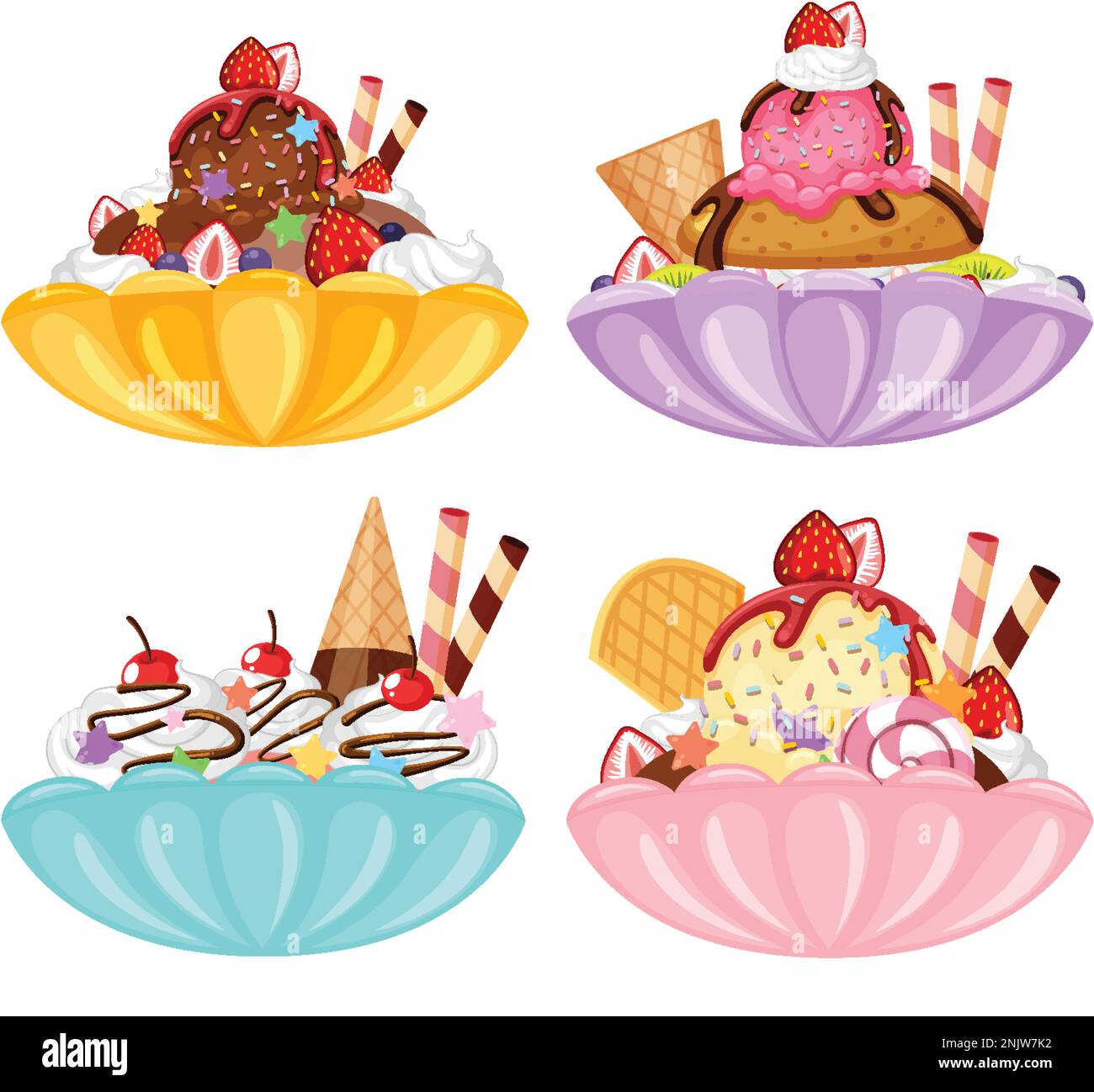 Colorful delicious desserts set illustration Stock Vector Image & Art ...