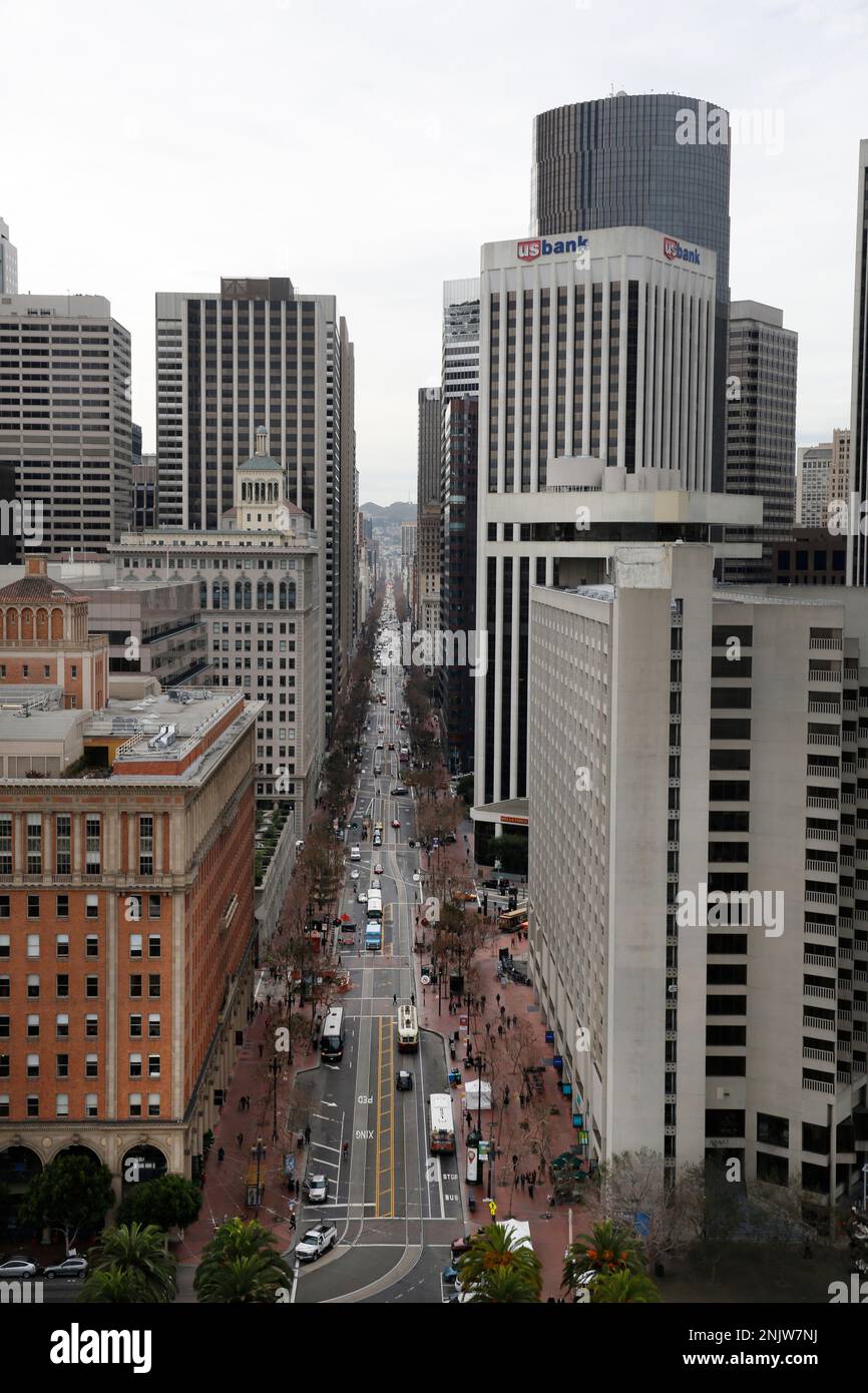 The entire length of Market Street is viewed from the top of the clock ...