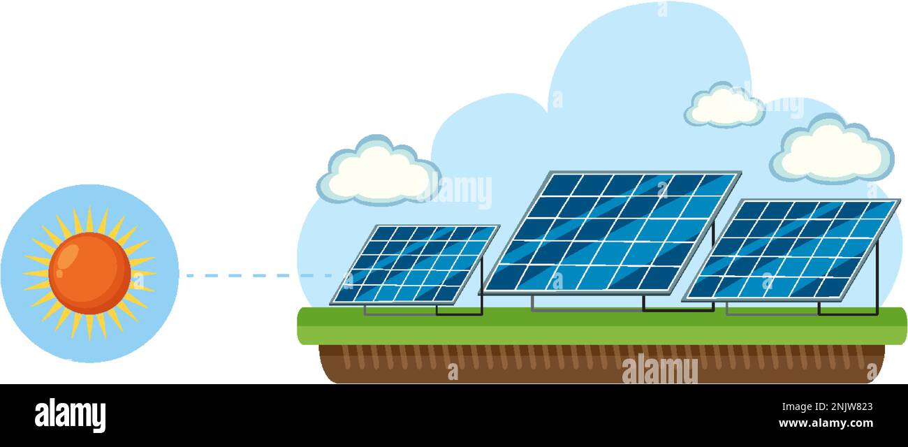 Green energy concept with solar panels illustration Stock Vector Image ...