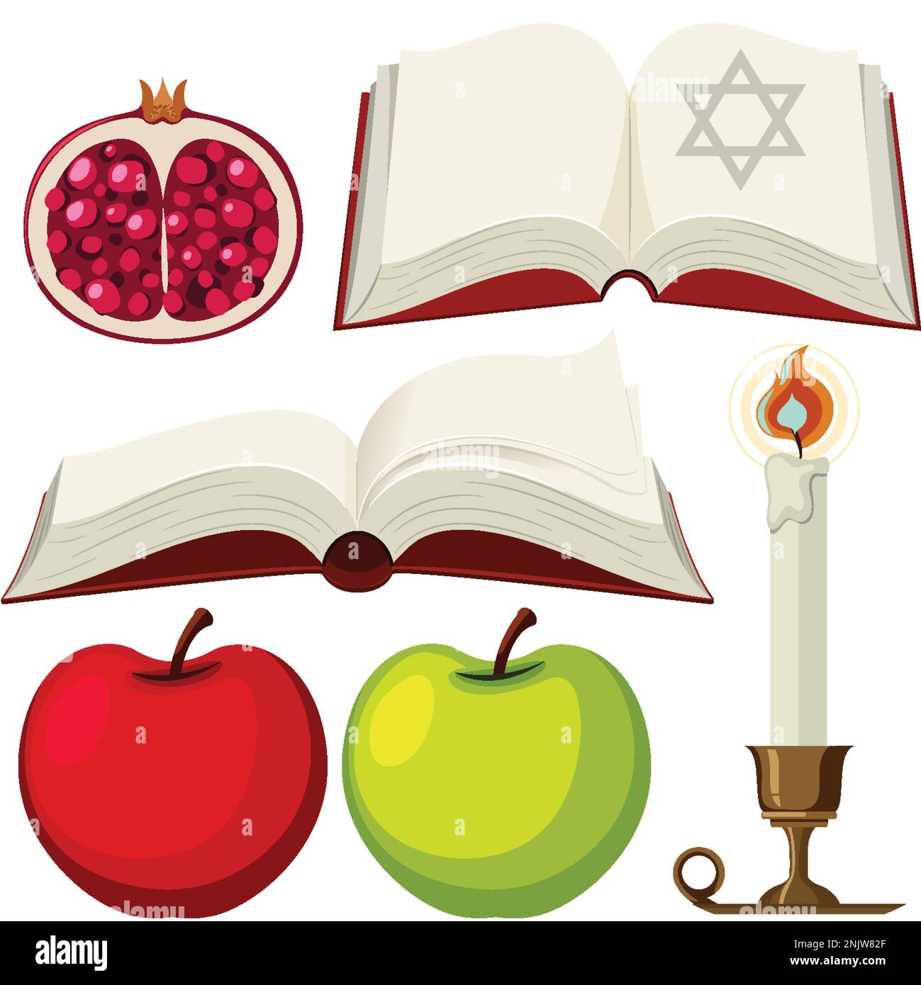 Set Of Yom Kippur Ceremonial Object Illustration Stock Vector Image