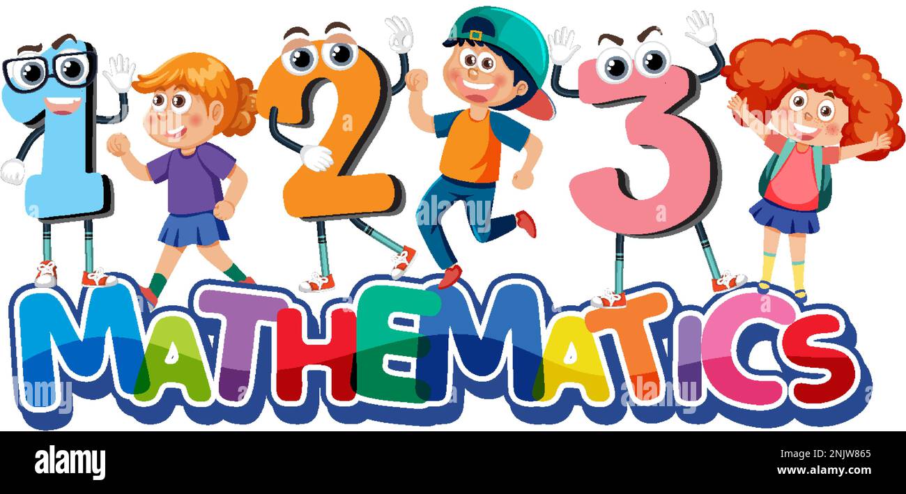 Children cartoon character with math and number theme illustration ...