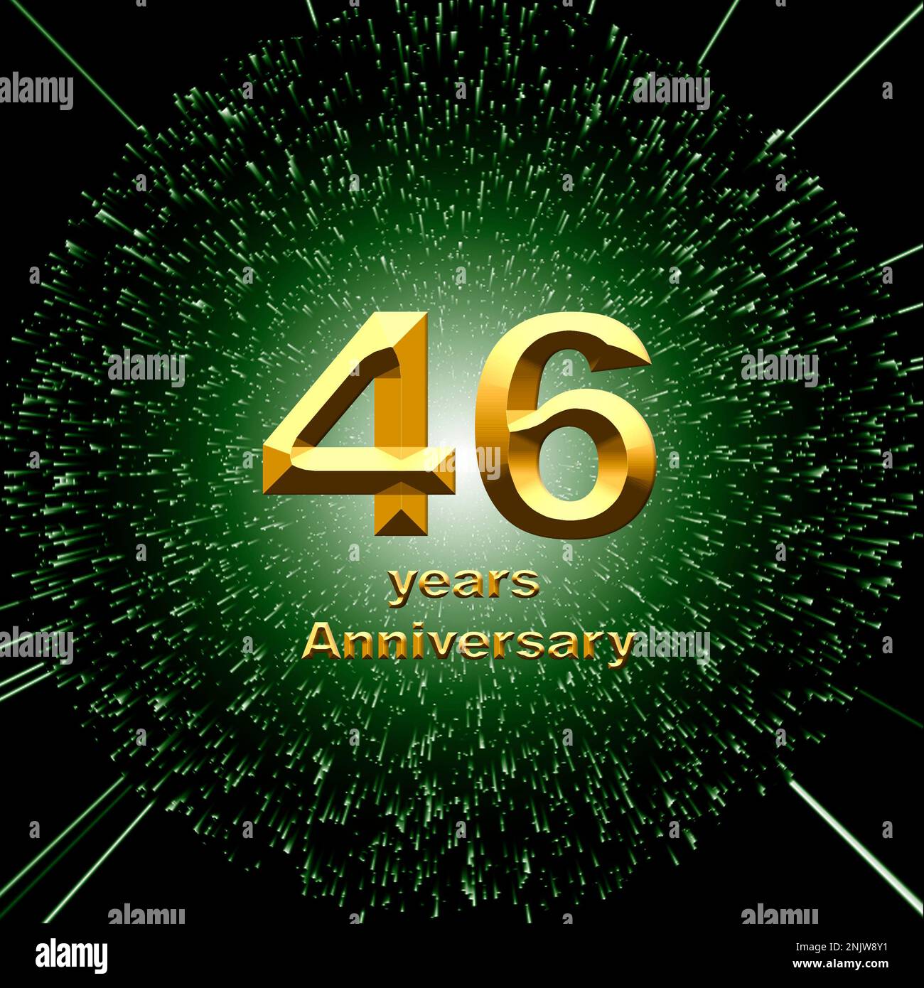 3d illustration, 46 anniversary. golden numbers on a festive background ...