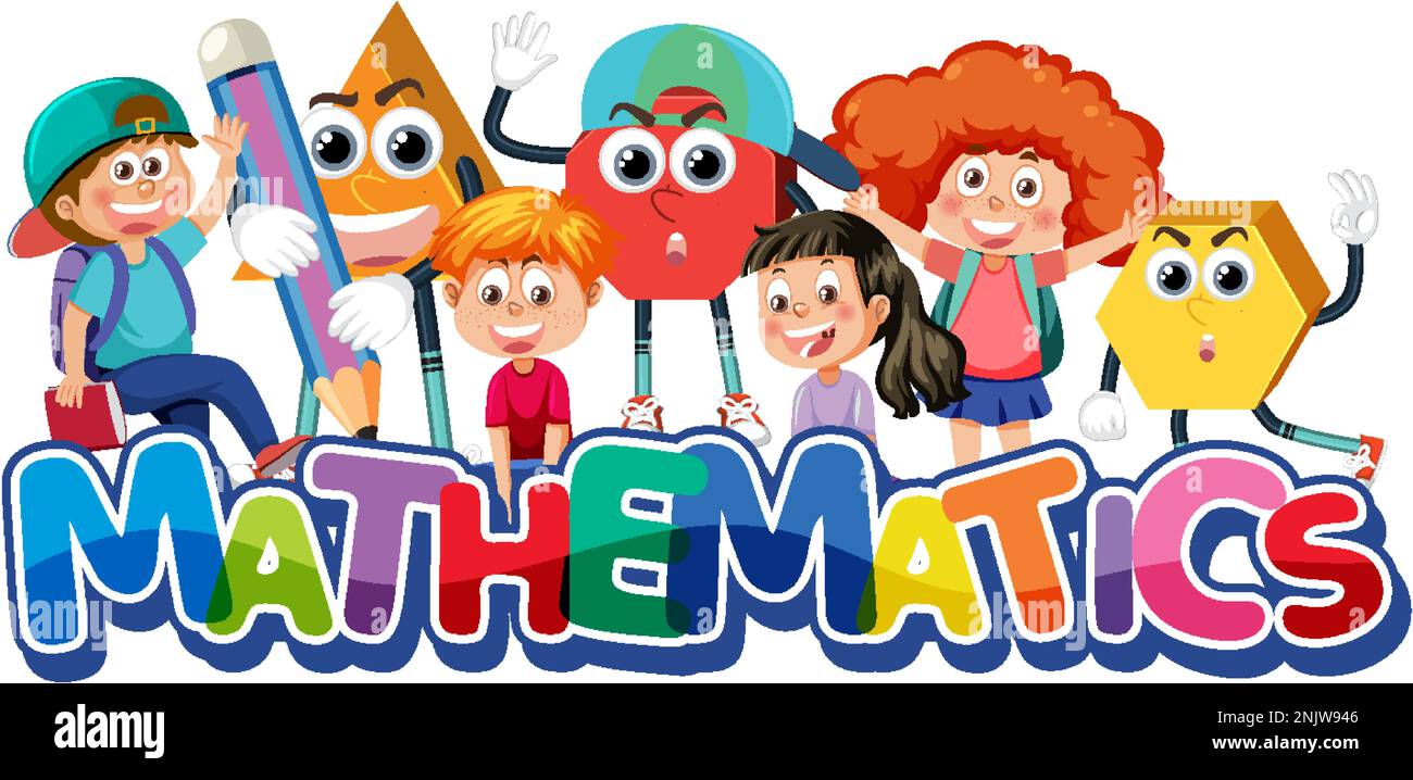 Children cartoon character with math and number theme illustration ...