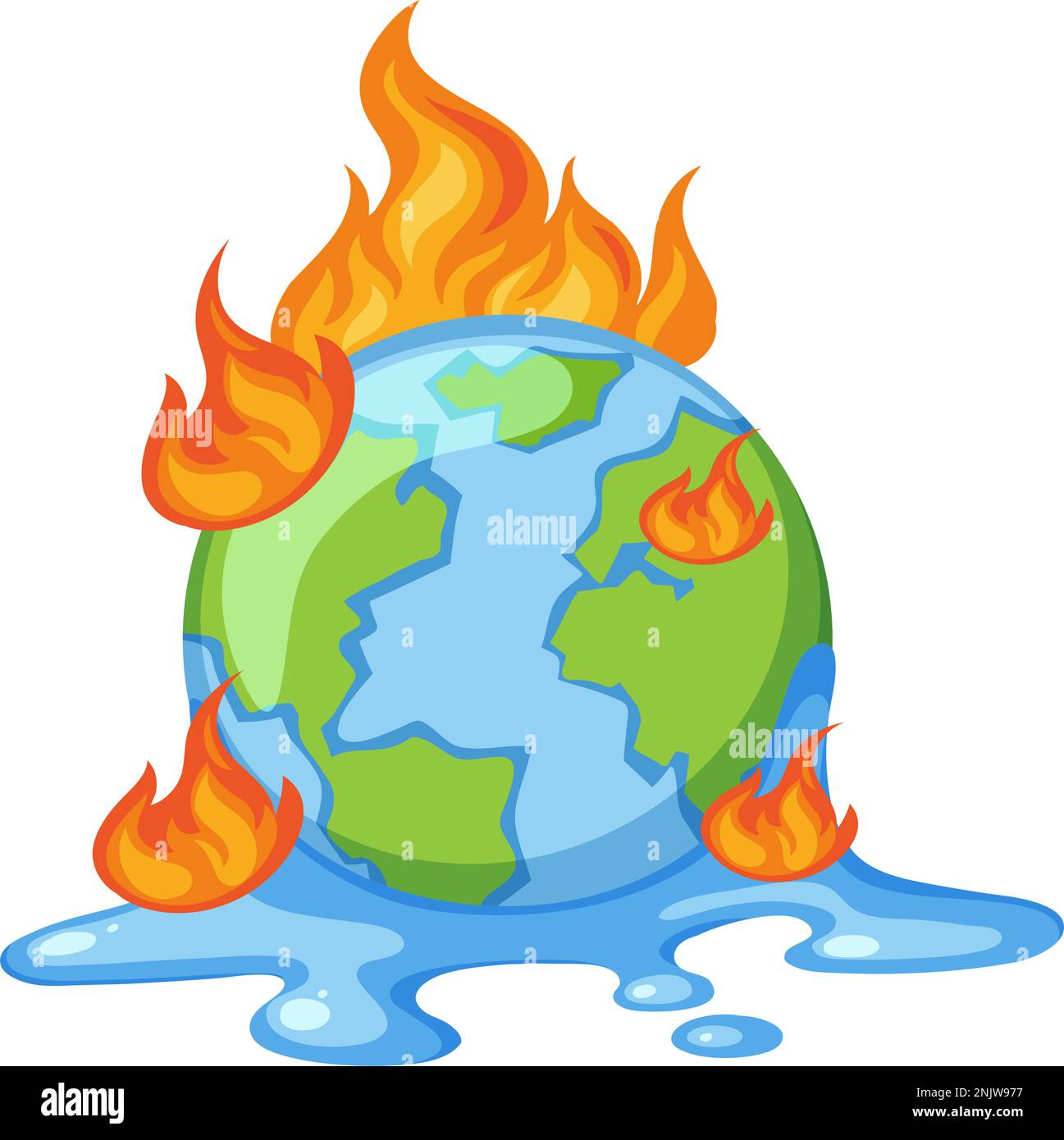 An earth on fire with high temperature illustration Stock Vector Image ...