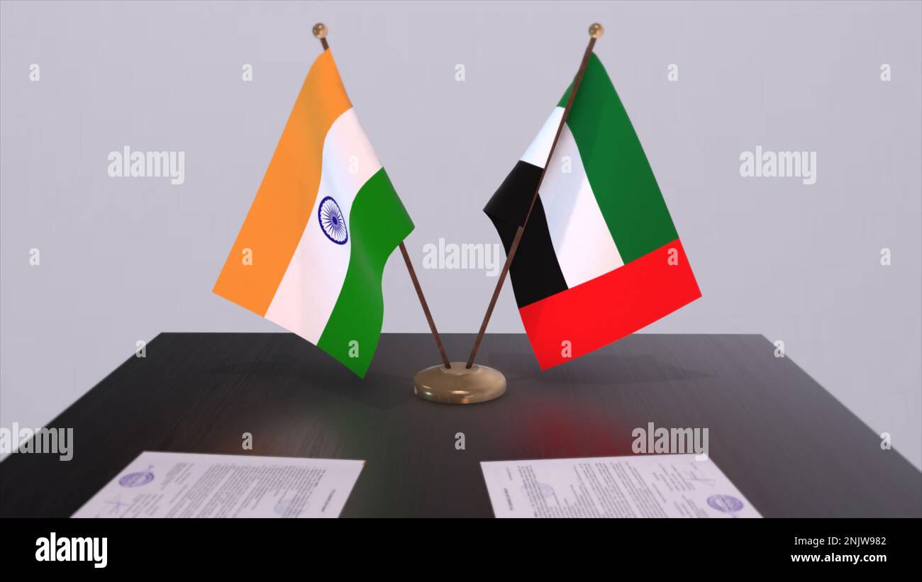 UAE and India national flags. Partnership deal 3D illustration ...