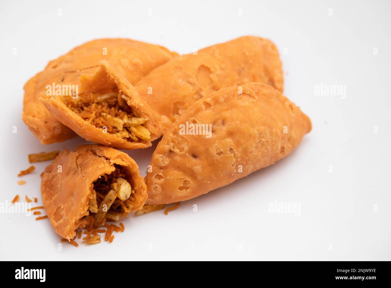 Indian Snacks Salted Dumpling, Namkeen Gujiya Or Deep Fried Farsan ...