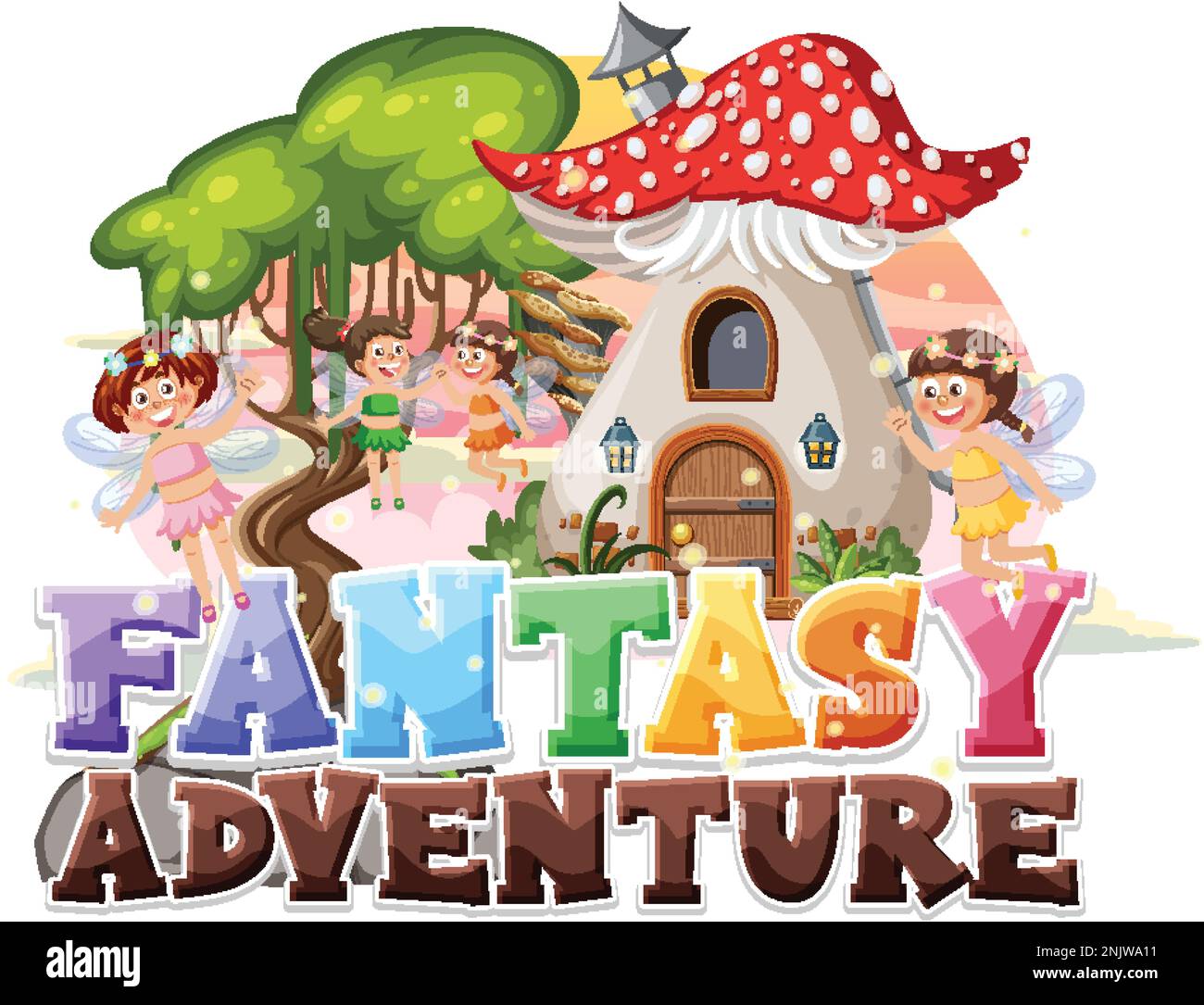 Fantasy adventure text design illustration Stock Vector Image & Art - Alamy