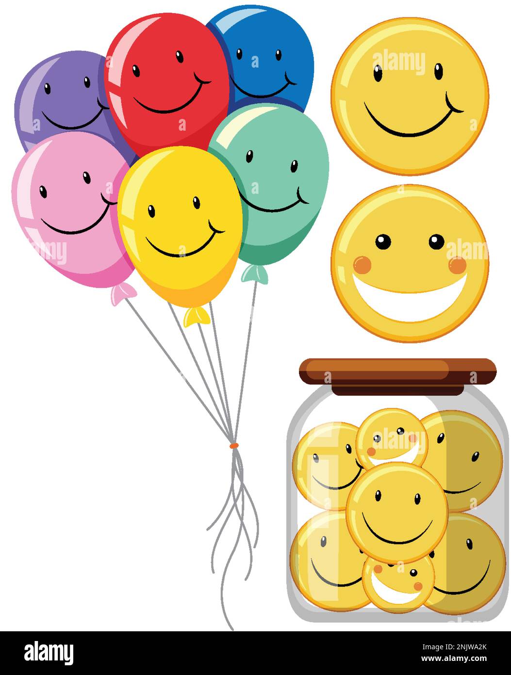Smiley emoji wiht different object illustration Stock Vector Image ...