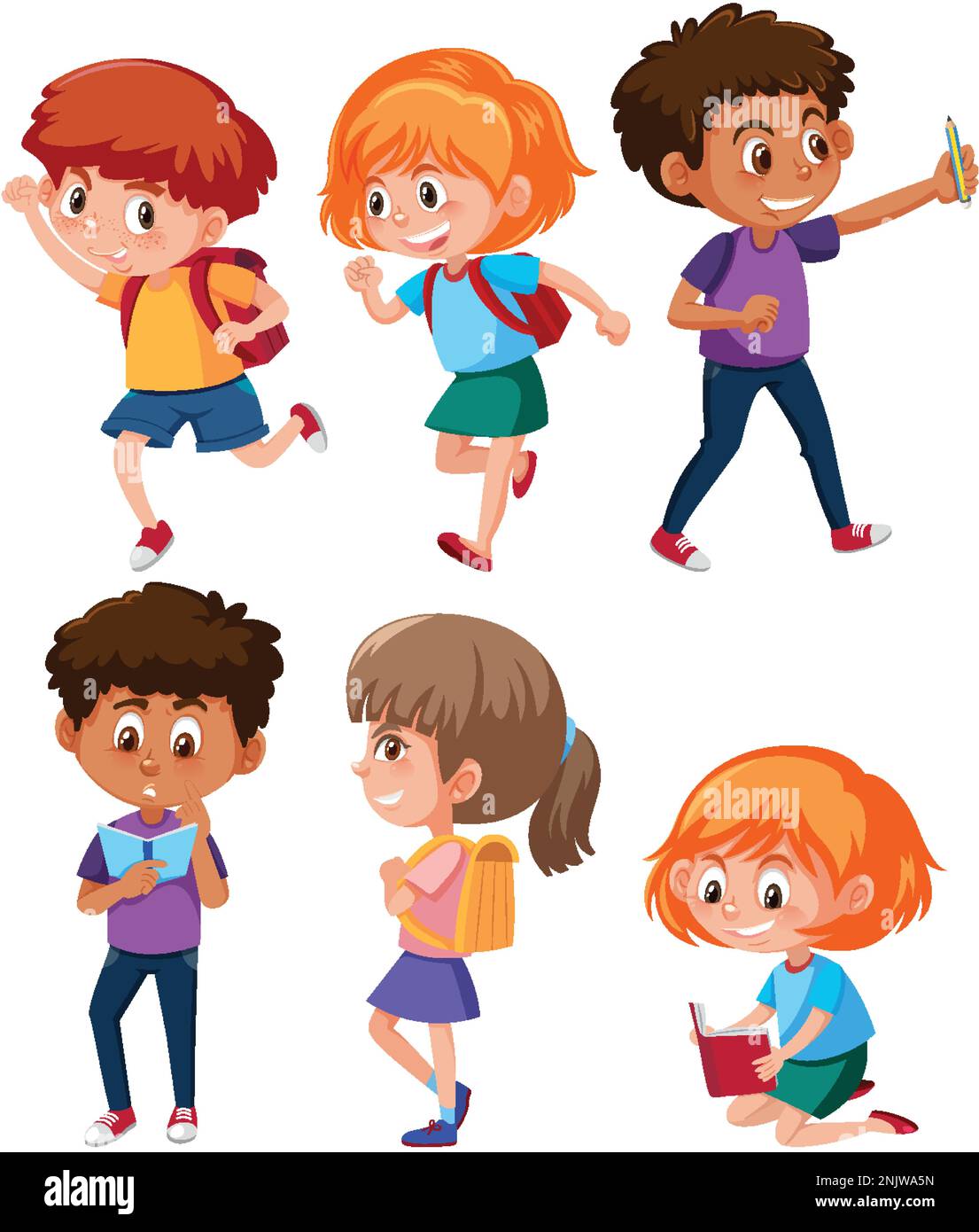 Set of student cartoon character illustration Stock Vector Image & Art ...