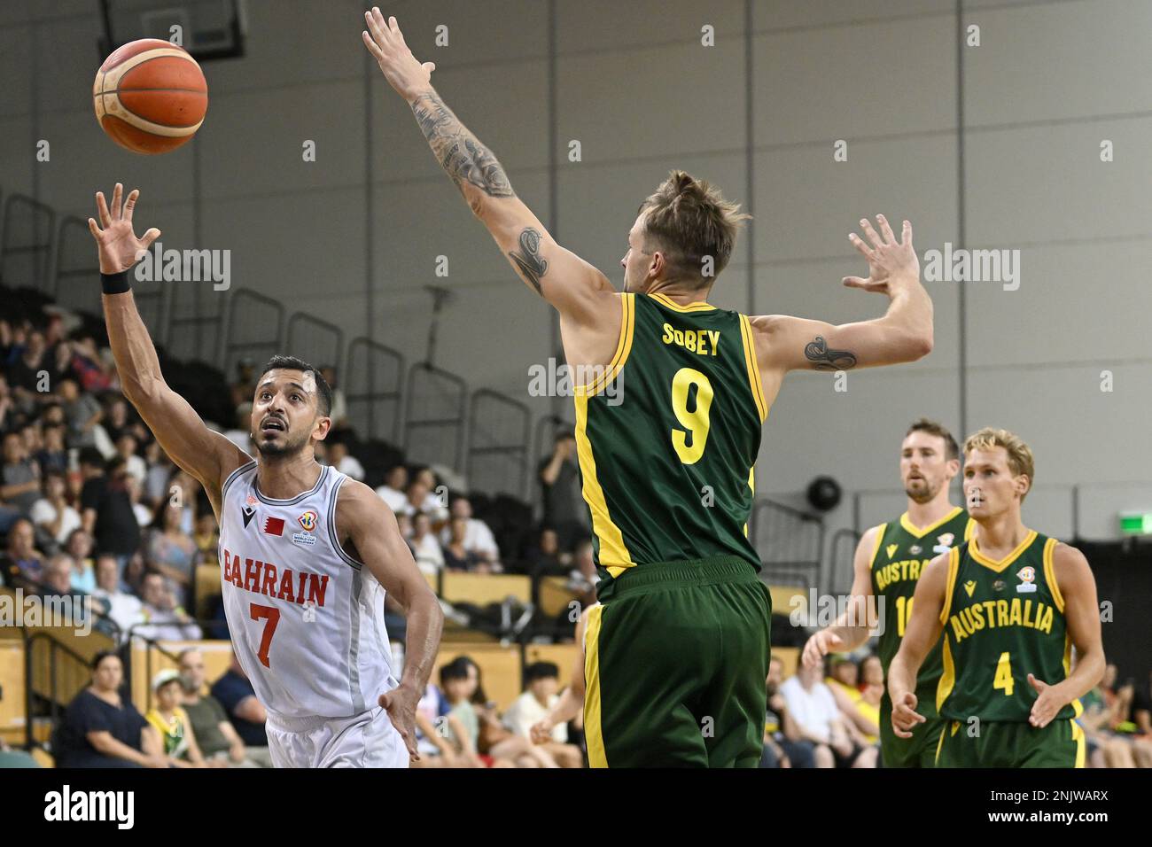 Maitham Isa of Bahrain completes a lay up during of the 2023 FIBA ...