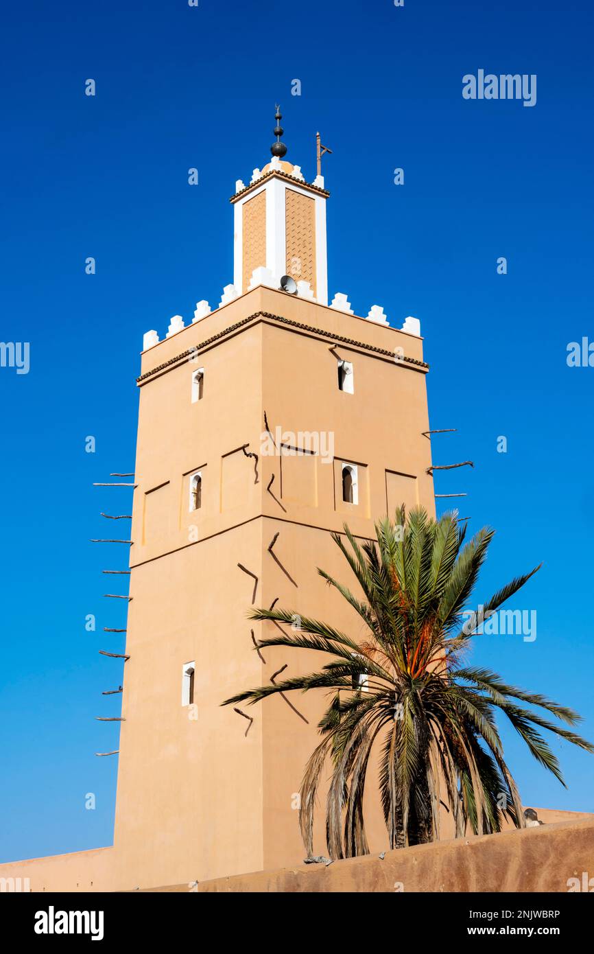 Afrika, Marokko, Tiznit, Minarett der Grossen Moschee (Alkabir Moschee ...