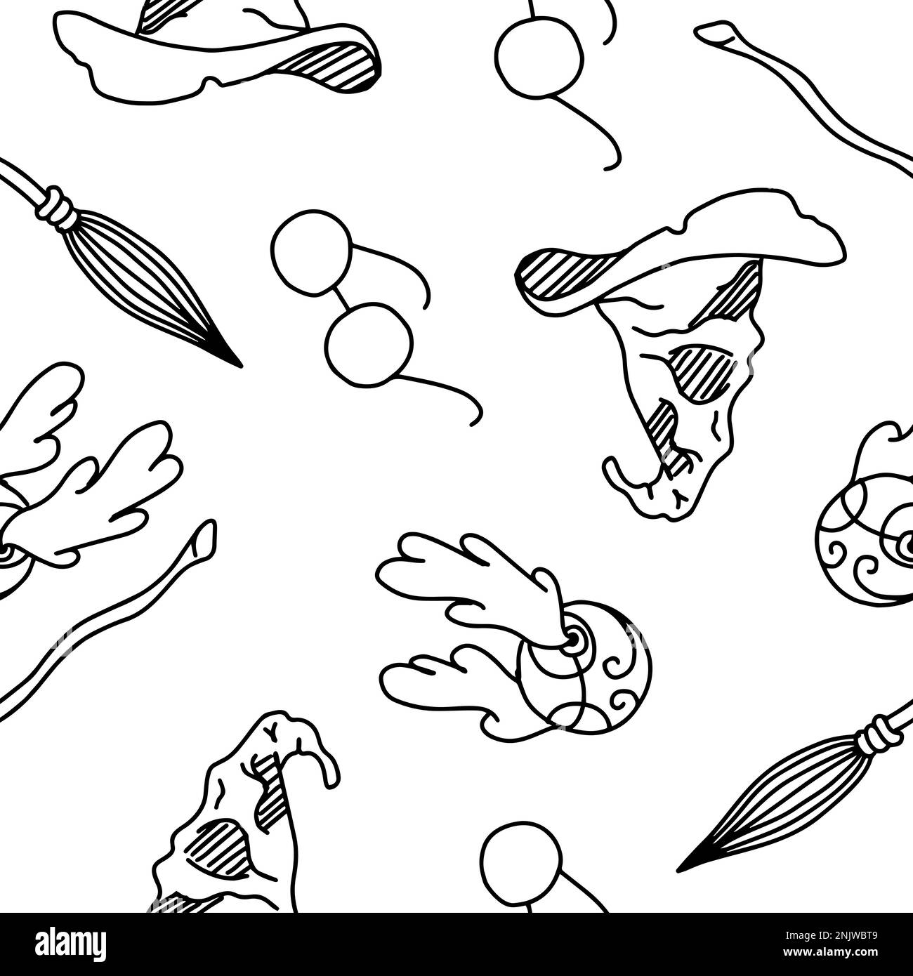 Seamless pattern of Magic items school of magic and sorcery. Vector ...