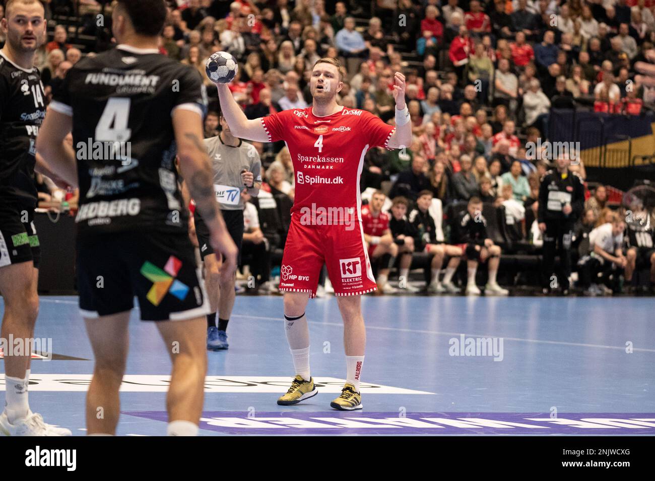 Aalborg, Denmark. 22nd Feb, 2023. Aron Palmarsson (4) of Aalborg ...